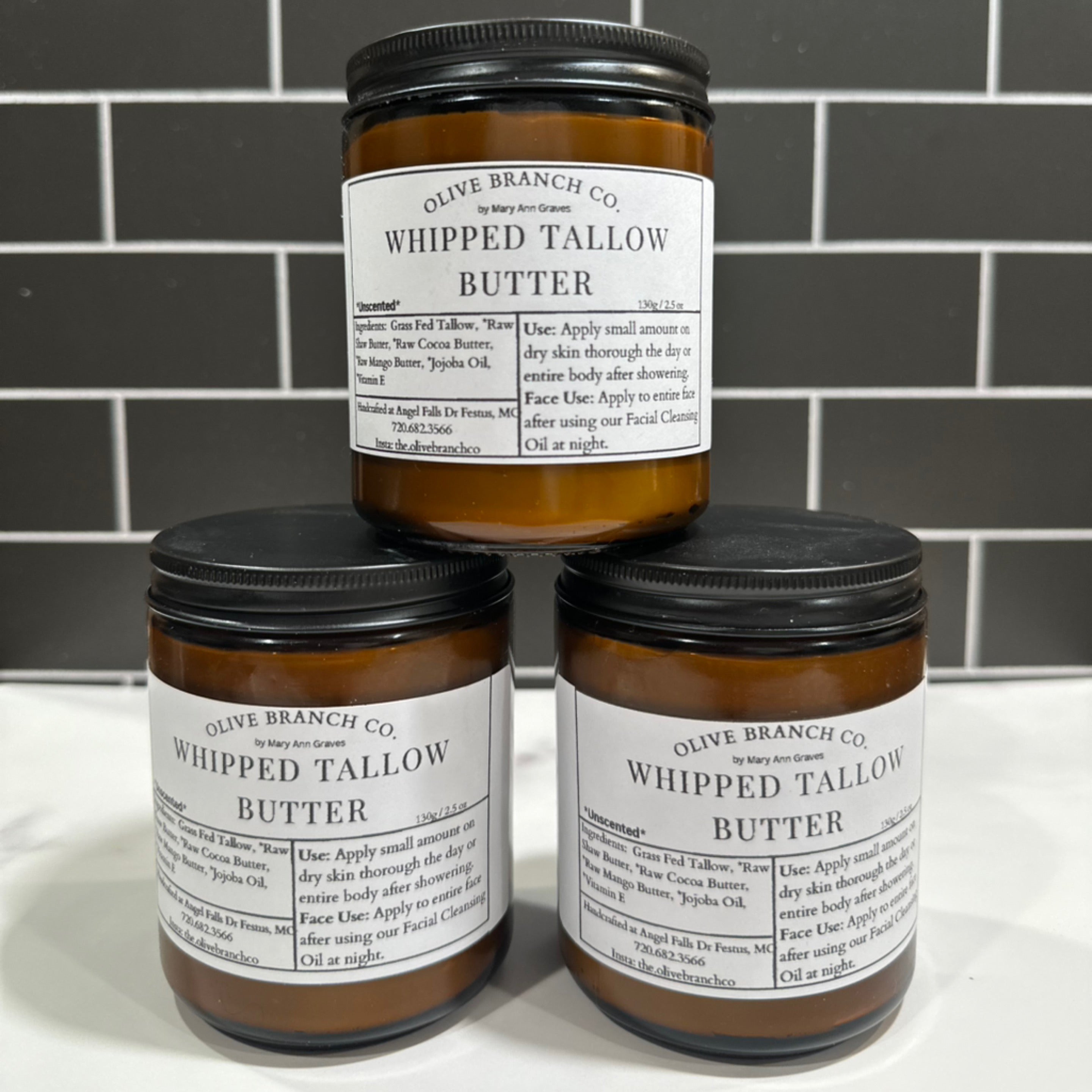 Tallow Butter 3oz Unscented | The Olive Branch Co